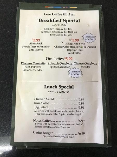 Menu at Kings Point Diner restaurant, Tamarac