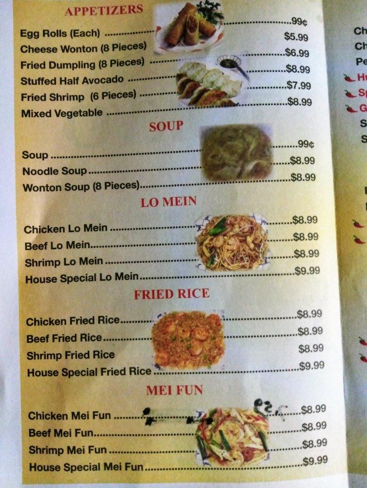 Menu at Tokyo Express restaurant, Port Isabel