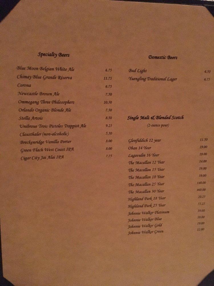 Menu at Victoria & Albert's restaurant, Orlando