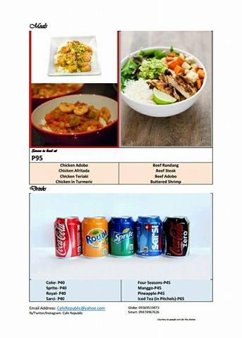 Menu at Cafe Republic, Iligan City