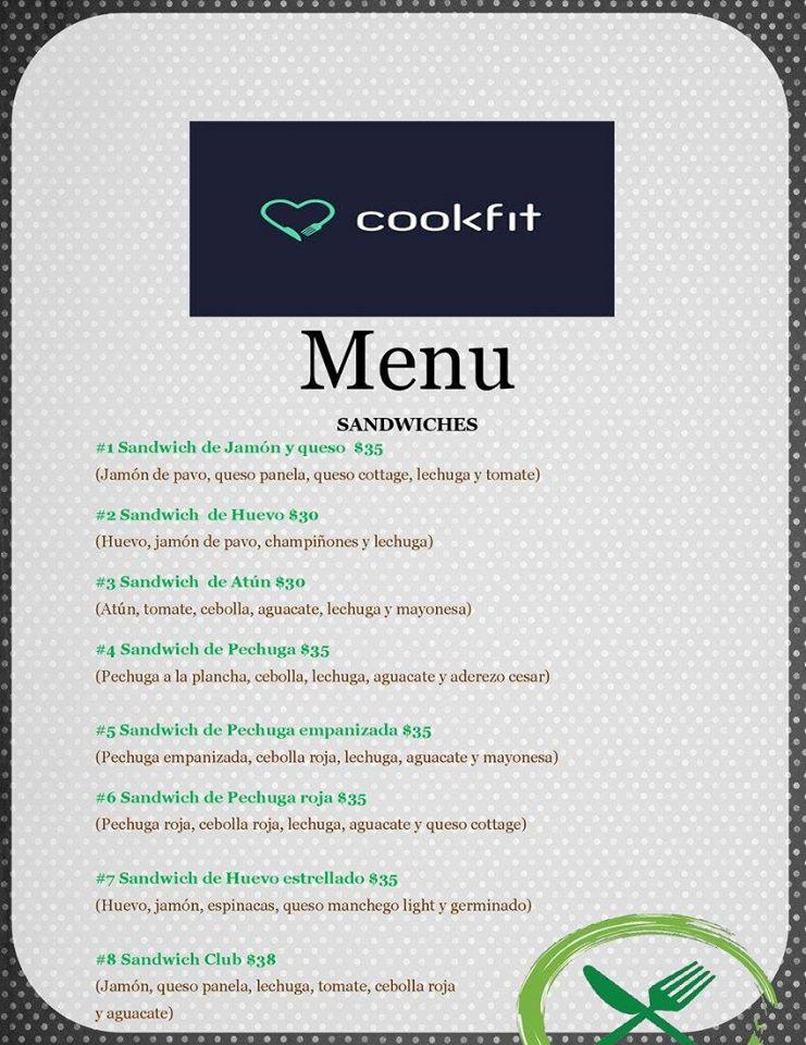 Menu at Cook Fit restaurant, Merida