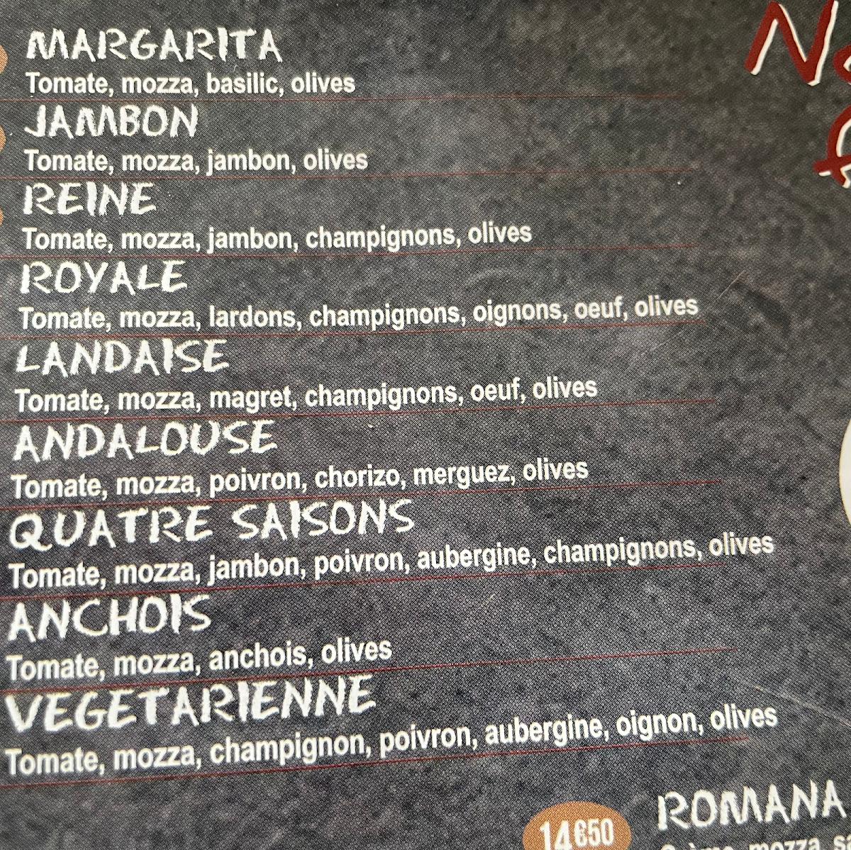 Menu au La Patte Folle restaurant, Hiersac