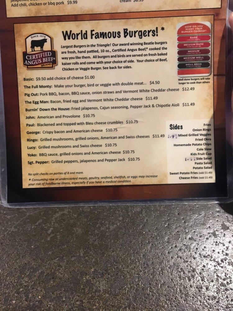 Menu at Abbey Road Tavern & Grill pub & bar, Cary