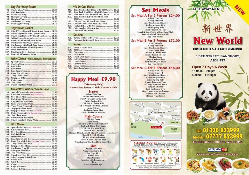 Menu at New World Chinese Restaurant Banchory, Banchory