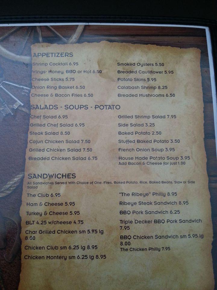 Menu at The Butcher's Block steakhouse, Greeneville