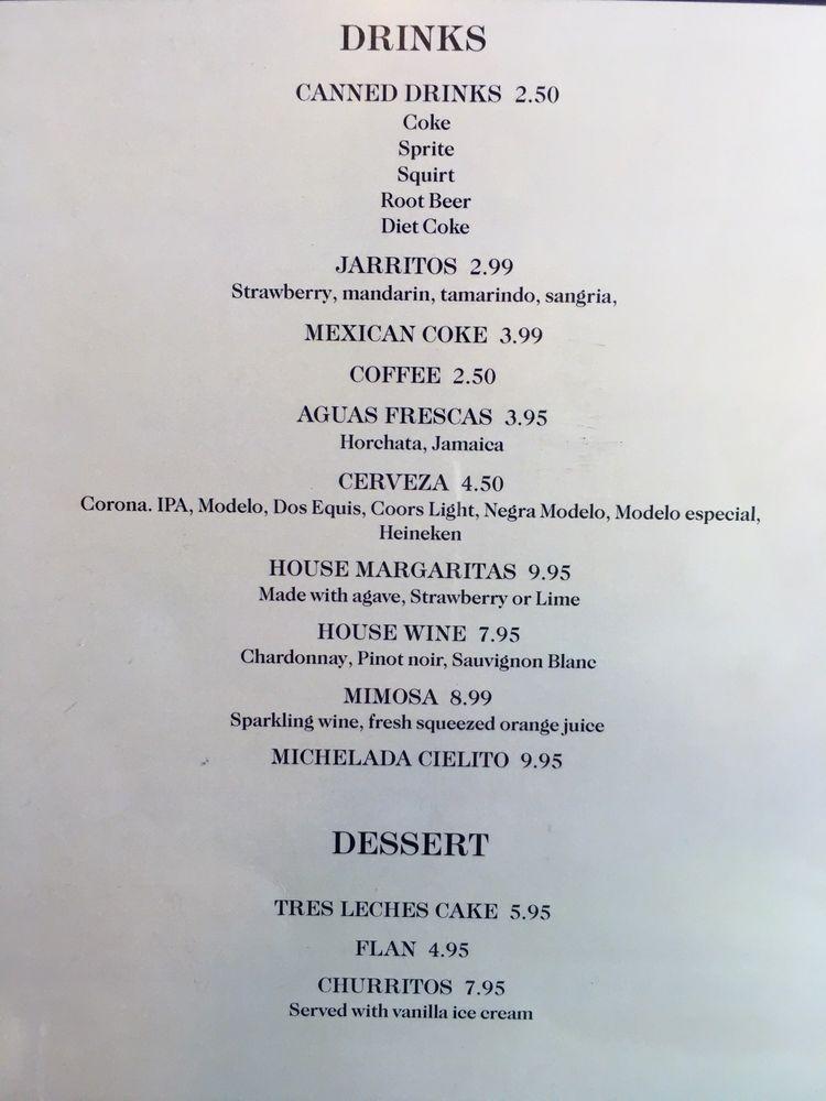 Menu at Cielito Lindo Mexican Restaurant, Santa Rosa