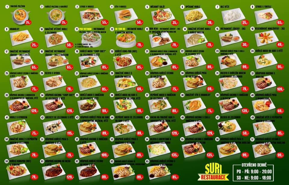 Menu at Suri Vietnamske Bistro, Lovosice