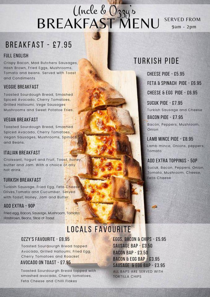 Menu at Uncle & Ozzy’s Kebab House restaurant, Winkleigh
