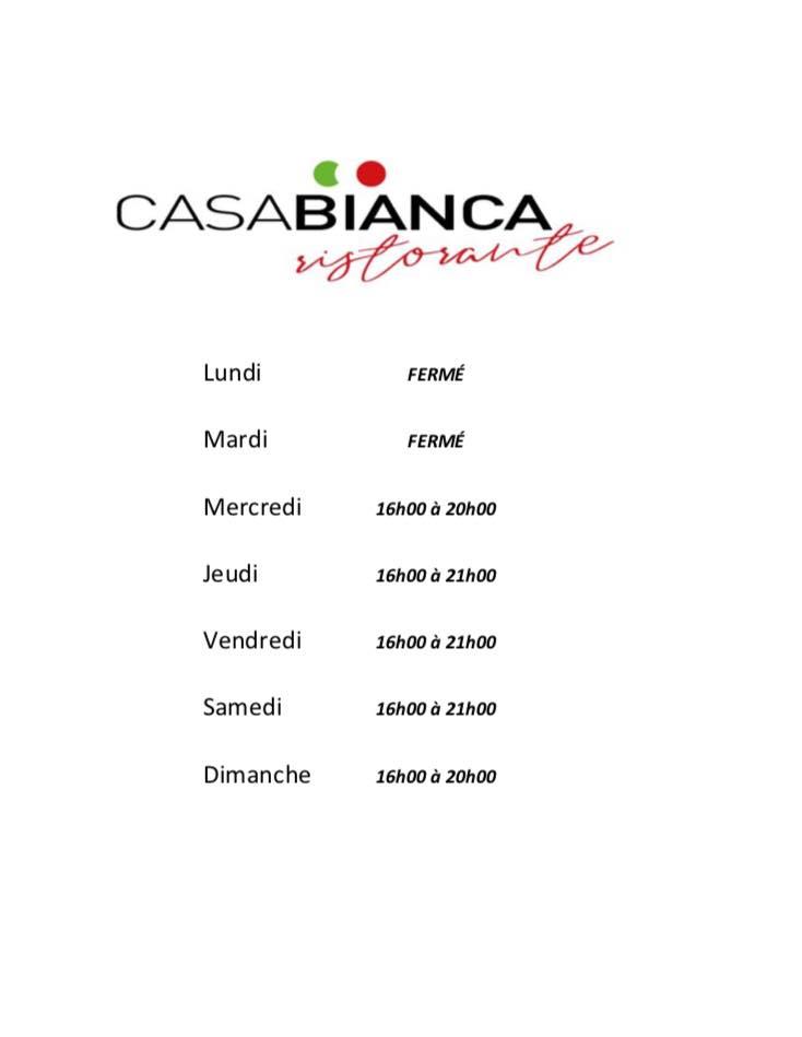 Menu at La Casa Bianca, restaurant italien à Thetford Mines, Thetford Mines