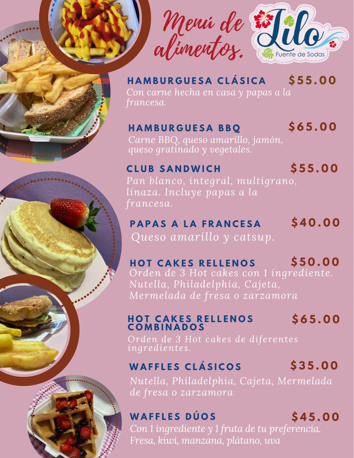 Menu at LILO FUENTE DE SODAS restaurant, Tehuantepec