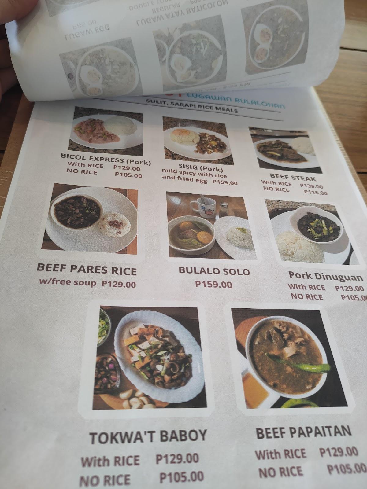 Menu at Hotpot Lugawan Bulalohan restaurant, Valencia City