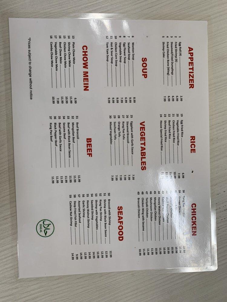 Menu at Humble Chef restaurant, Los Angeles