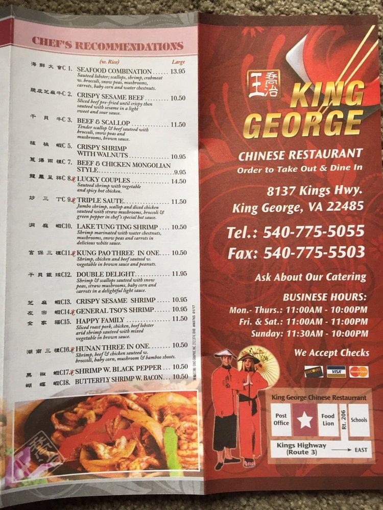 Menu at King George Chinese Restaurant, King George