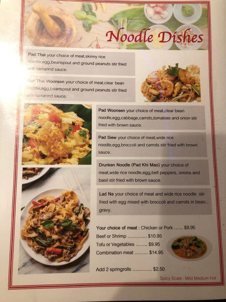 Menu at Siam Thai restaurant, Santa Rosa Beach