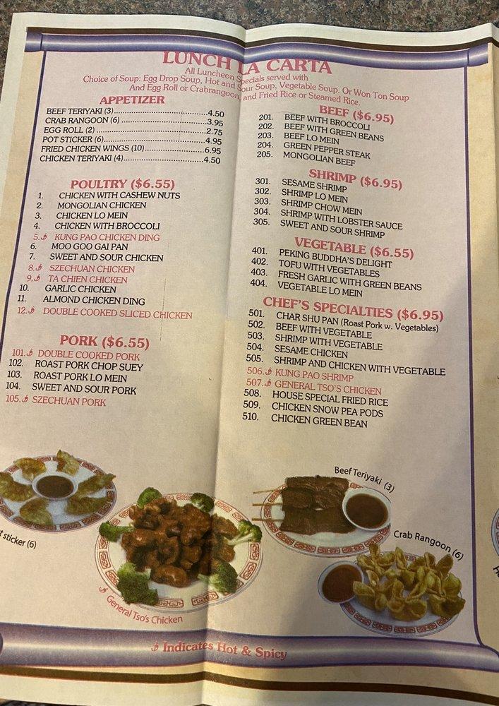 Menu at Sunflower restaurant, Cleveland