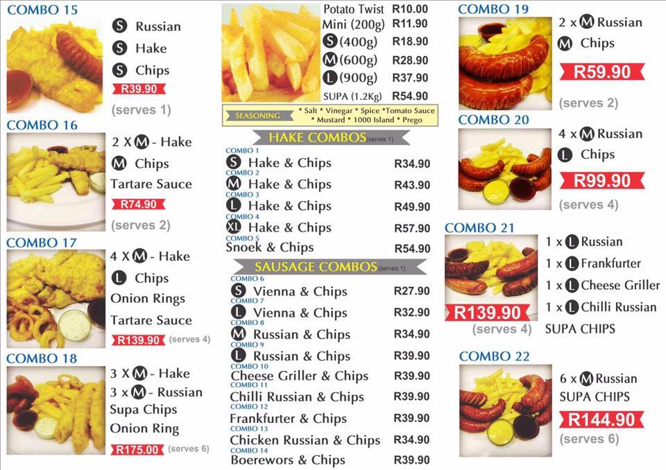 Speisekarte von SupaSize Express restaurant, Pretoria, Navy House