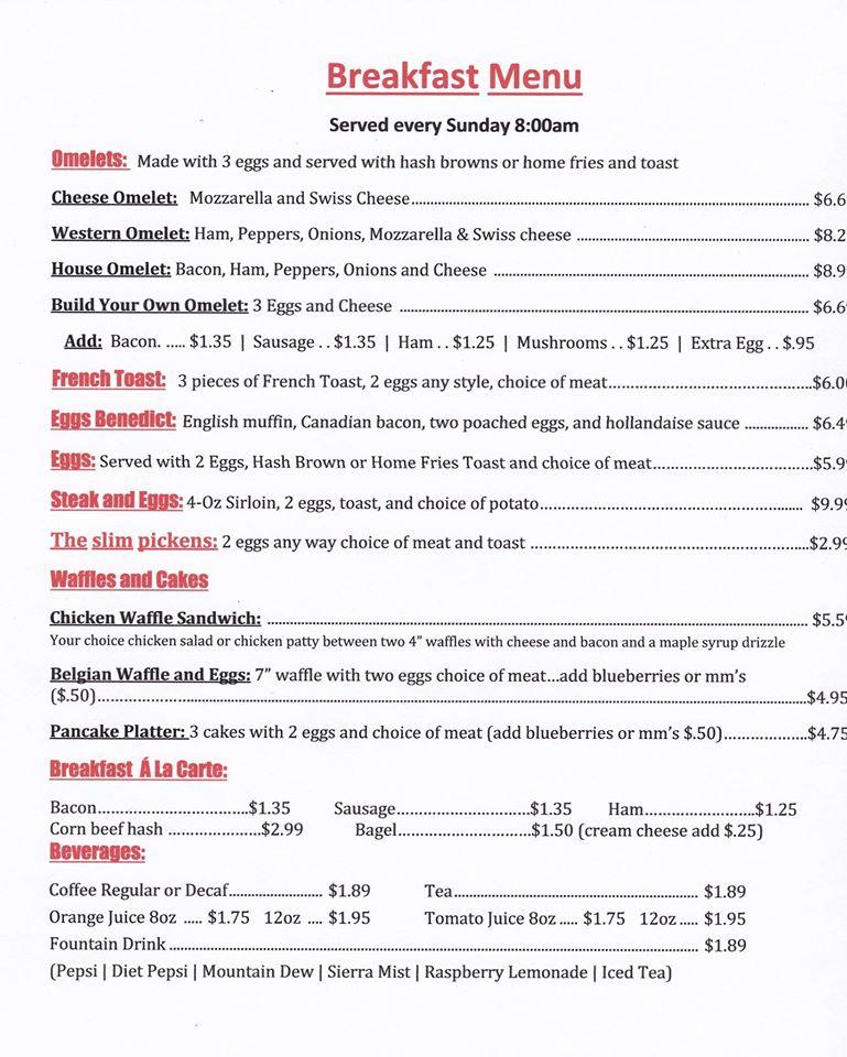 Menu at The Liberty House Restaurant, Clarion