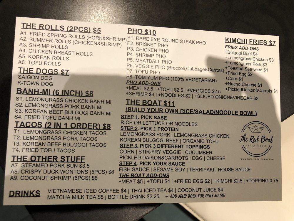 Carta del restaurante The Red Boat Asian Fusion, Baltimore, 3 N Eutaw St