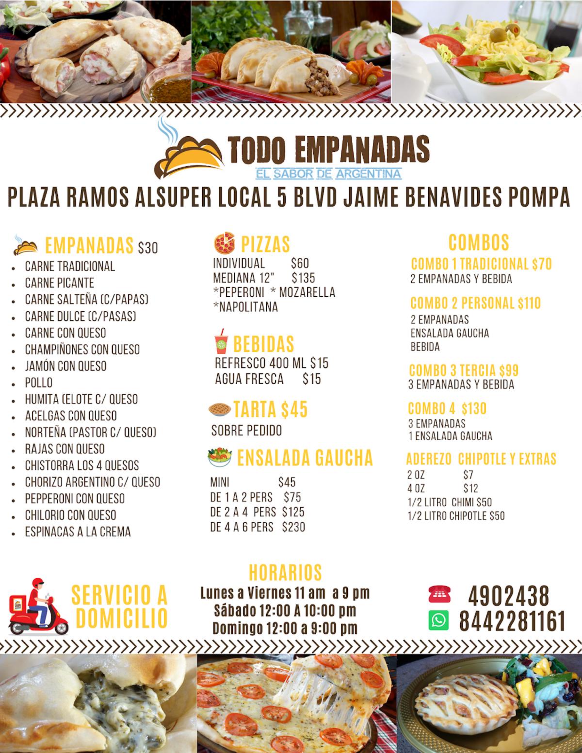 Carta del restaurante Todo Empanadas RA, Ramos Arizpe, PLAZA RAMOS ALSUPER
