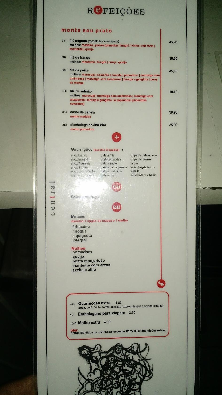 Menu at Bar Central, Recife, R. Mamede Simões