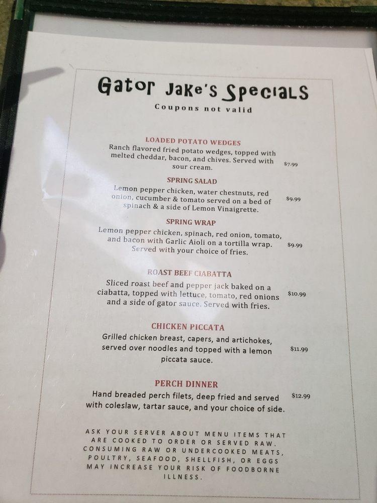 Menu at Gator Jake's Bar & Grill, Sterling Heights