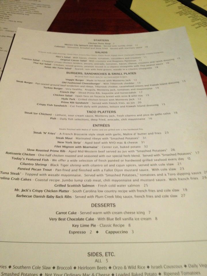 Menu at J. Alexander's Restaurant, Farmington Hills
