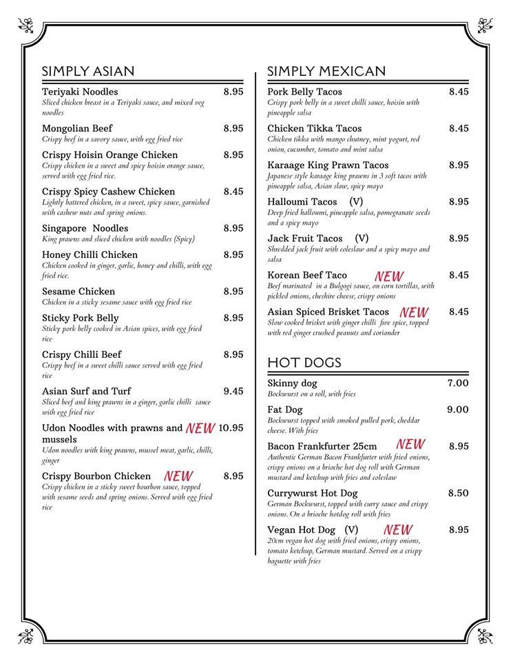Menu at Simply Street Bar & Grill, Holyhead, 1 Stanley Terrace