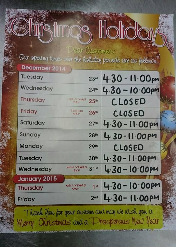 Menu at Sunflower Chinese Take Away fast food, Limavady