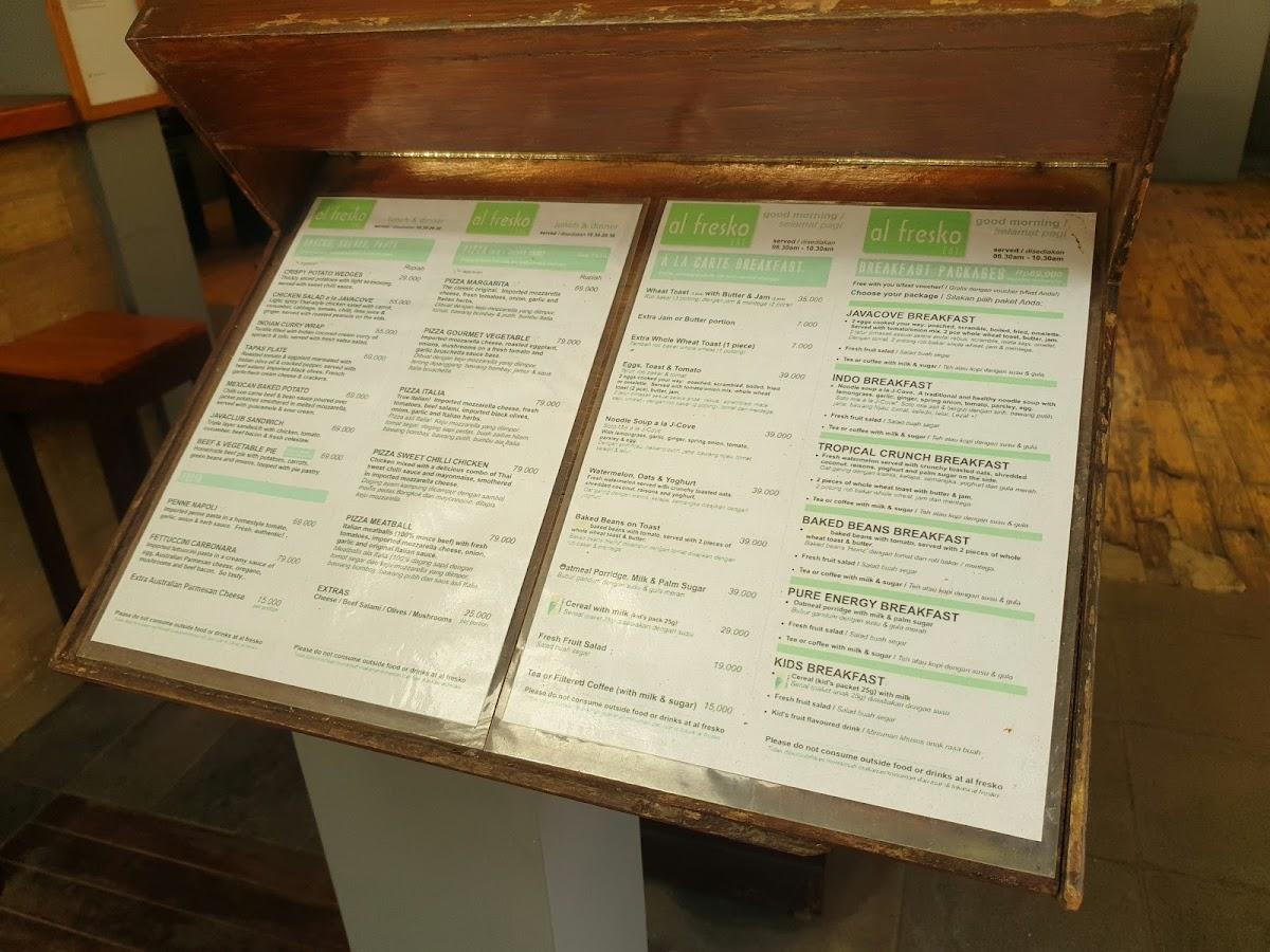 Carta de Al Fresko Cafe, Batukaras