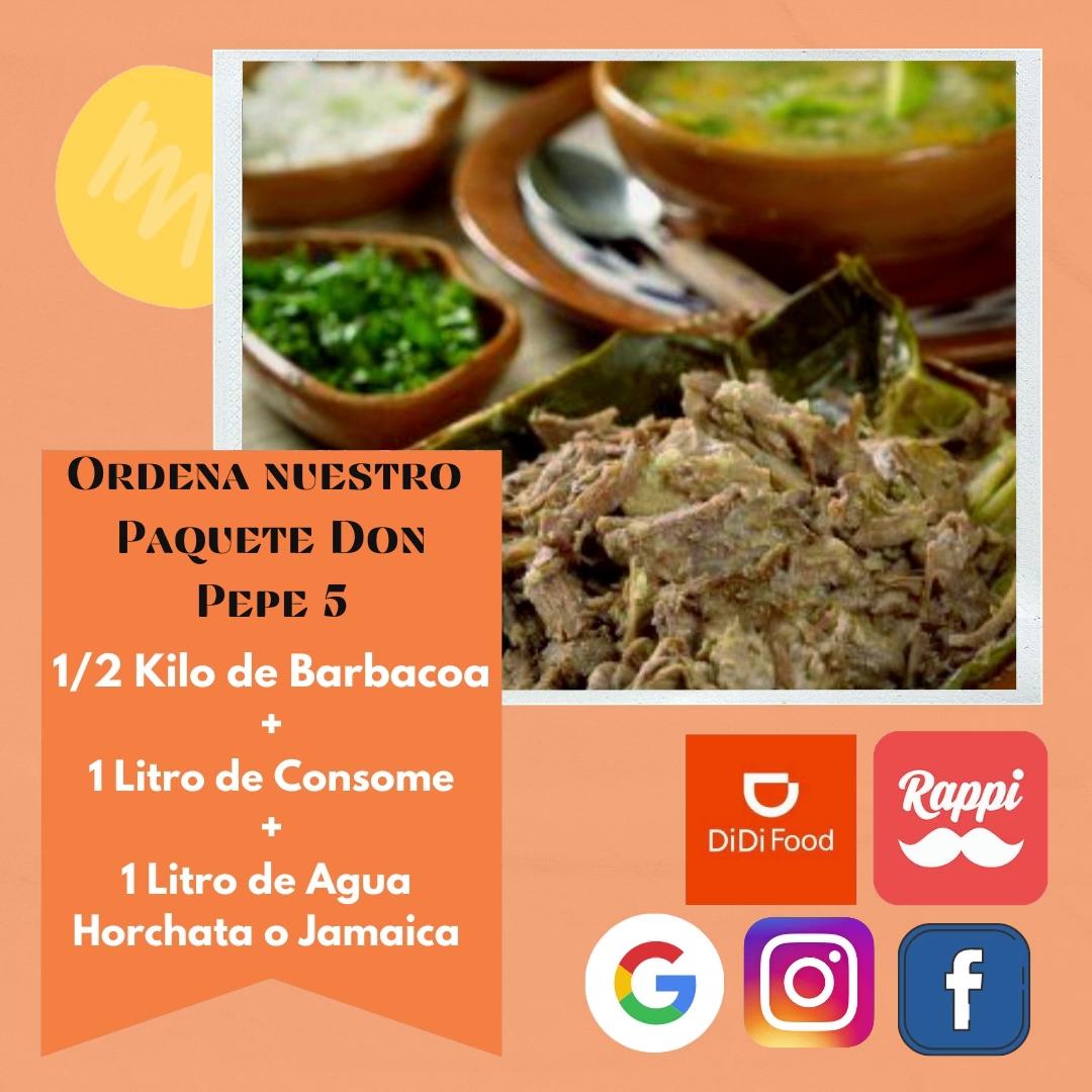 Menu at Barbacoa Don Pepe Sabor y Tradición desde 1948, Mexico