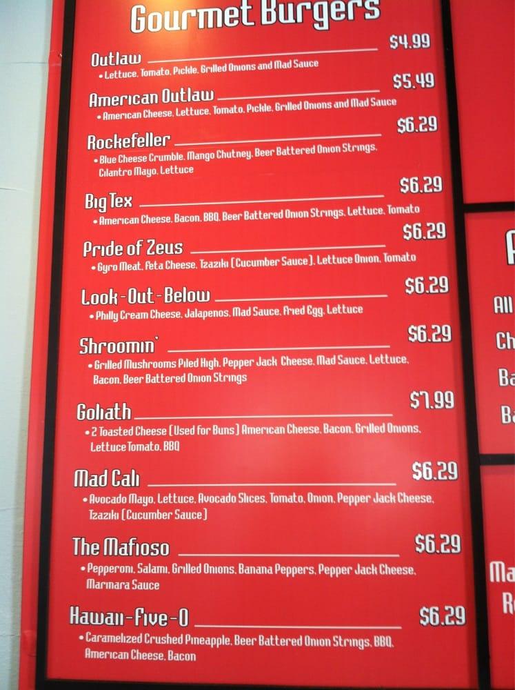 Menu at Mad Mikes Burgers & Fries restaurant, Florence, Dixie Hwy