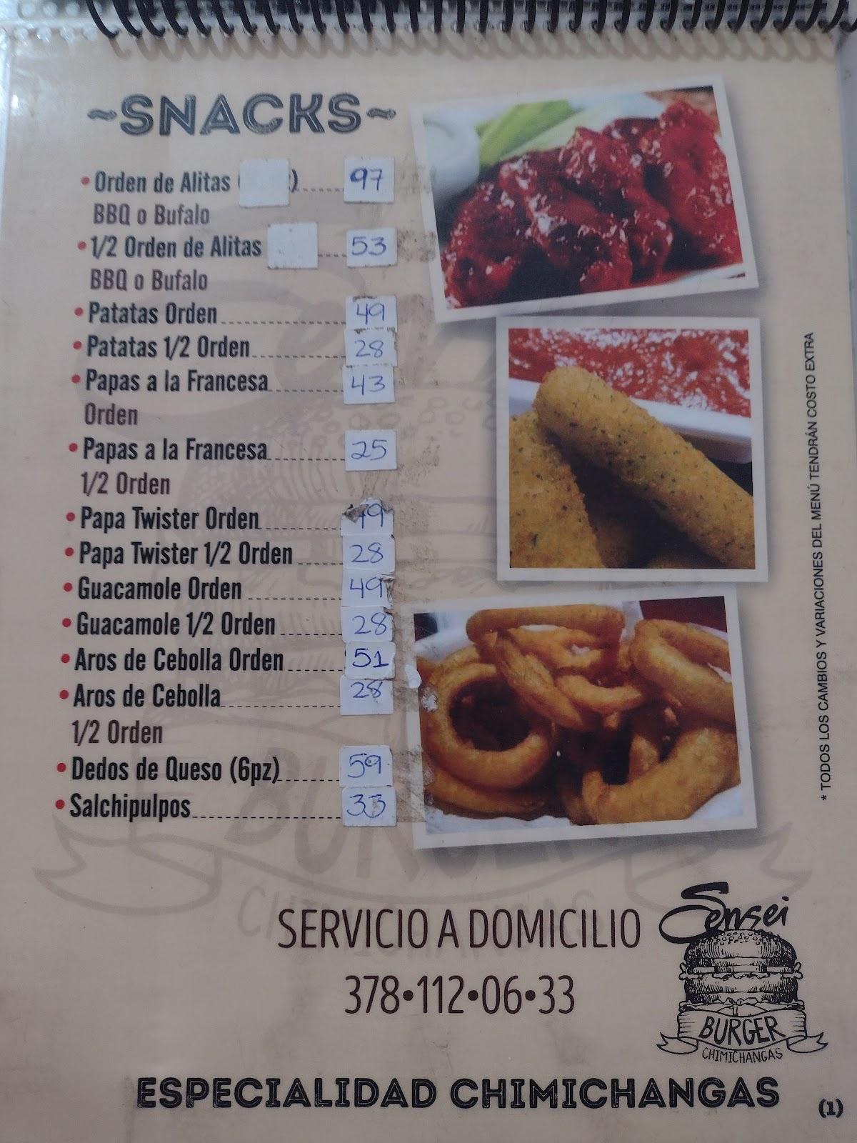 Carta del restaurante SENSEI BURGER, Tepatitlán del Morelos