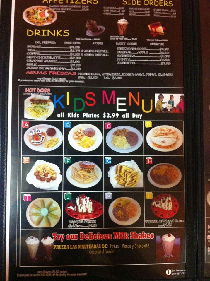Menu at Santos Cafe #3, San Antonio, Castroville Rd