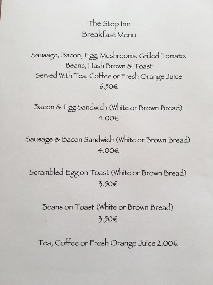 Menu at Step Inn pub & bar, Castillo Caleta de Fuste