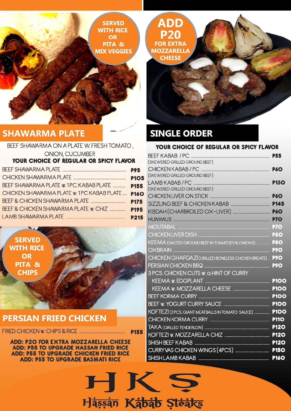 Menu at Hassan Kabab and Steaks pub & bar, Quezon City, Katipunan Ave