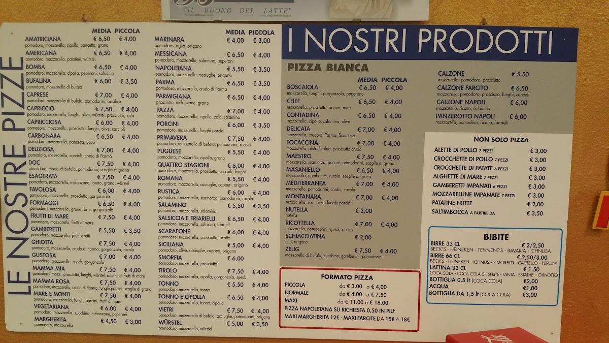 Menu da Bella Capri pizzeria, Piacenza