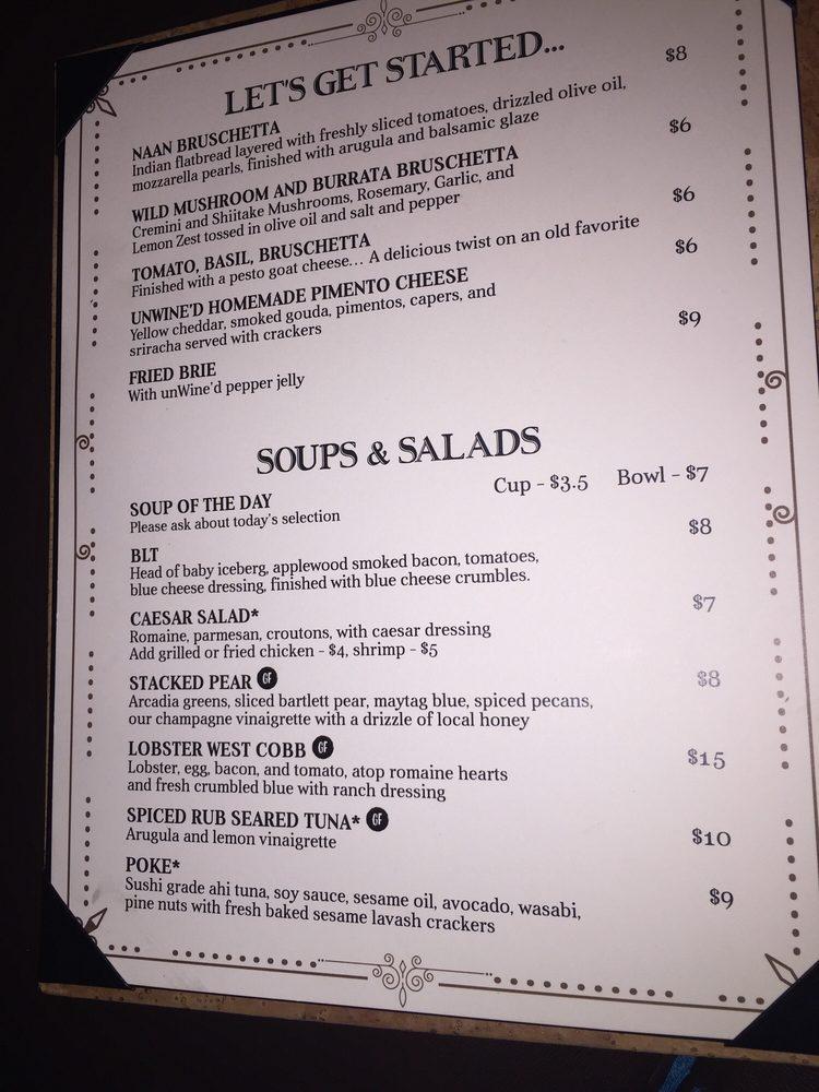Menu at unWine'd & Tap pub & bar, Marietta