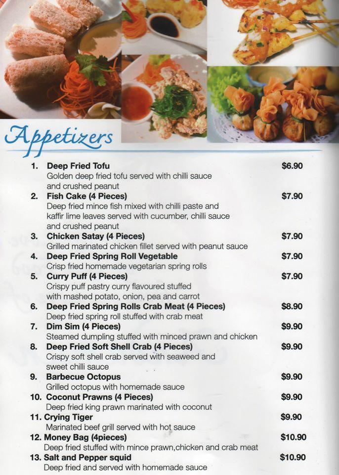 Menu at Andaman Thai Restaurant, Shellharbour
