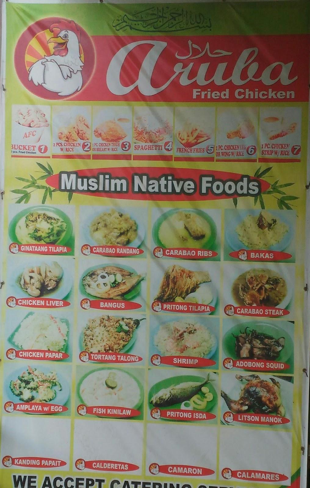 Menu at Aruba Fried Chicken restaurant, Iligan City, 666H+X73