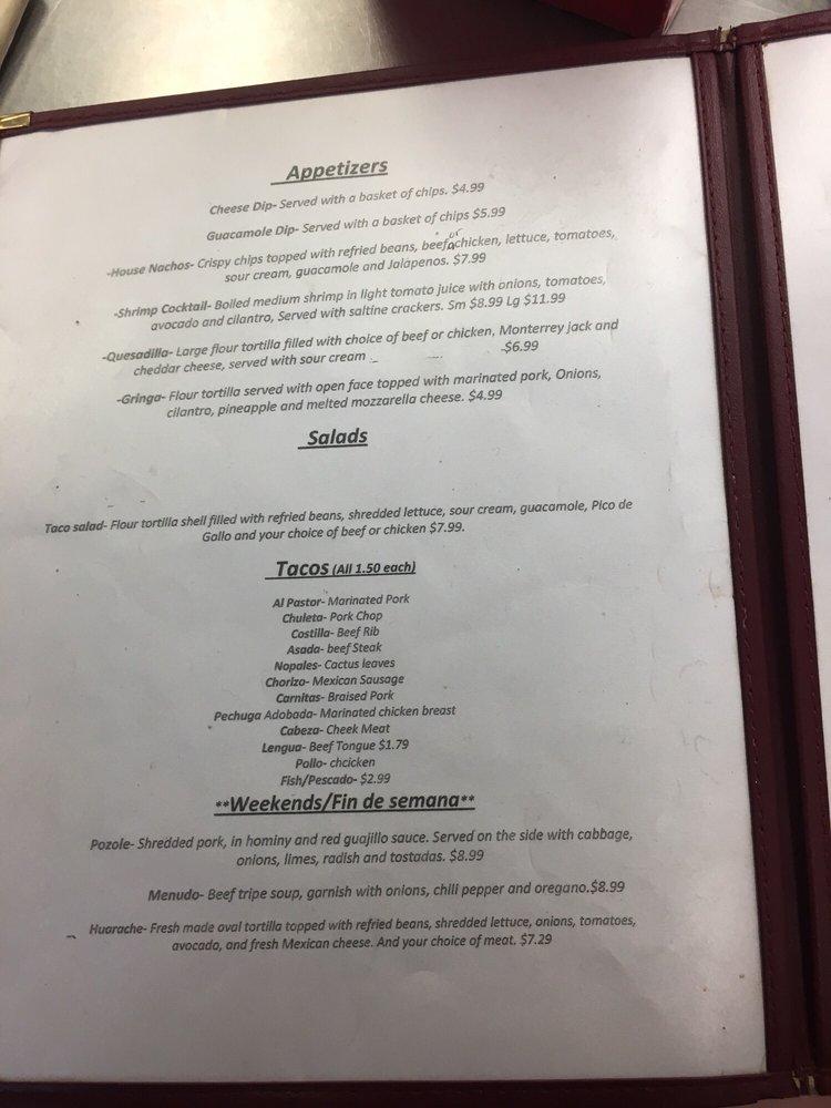 Menu at La Flama restaurant, Tulsa, E 11th St