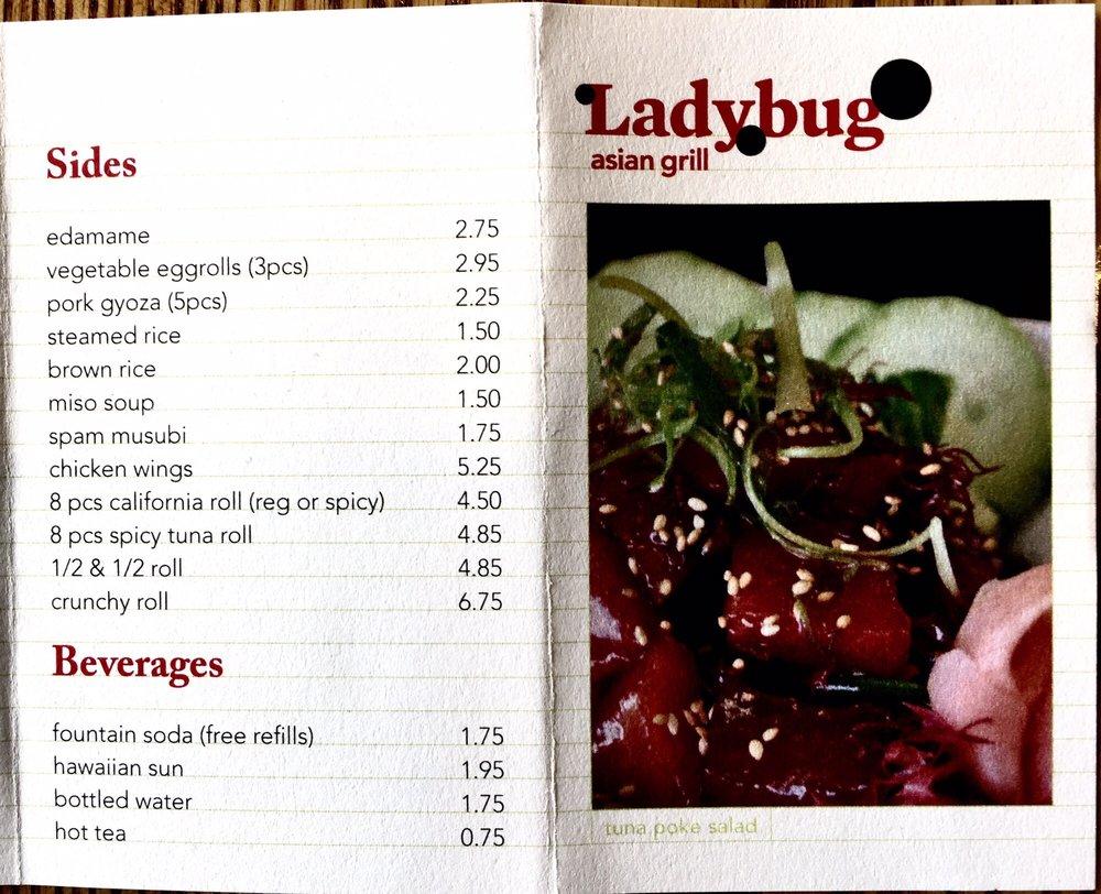 Menu at Ladybug Café restaurant, Gardena, S Western Ave