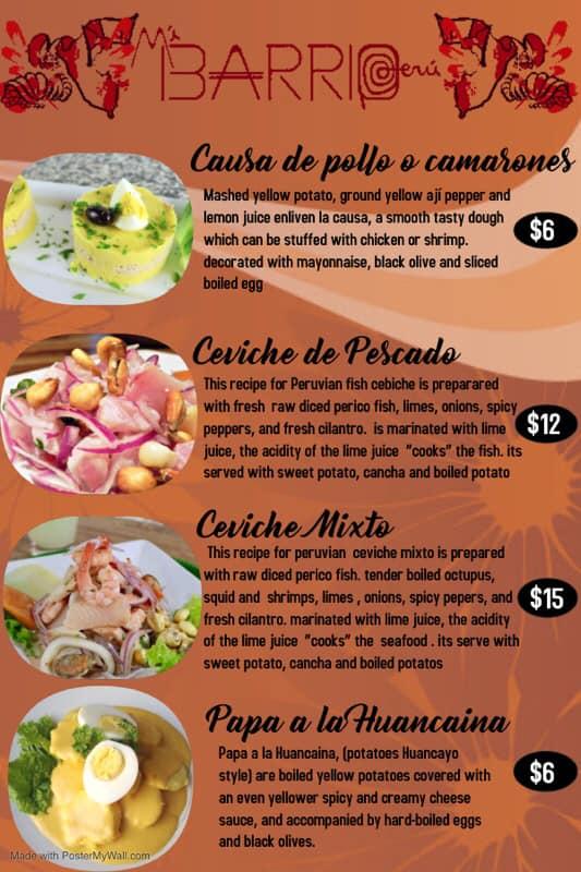 Menu at Mi Barrio, Mississauga