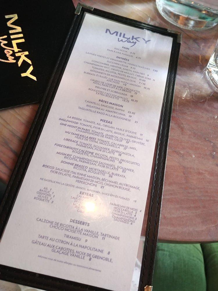Menu at Milky Way Cocktail Bar, Montréal