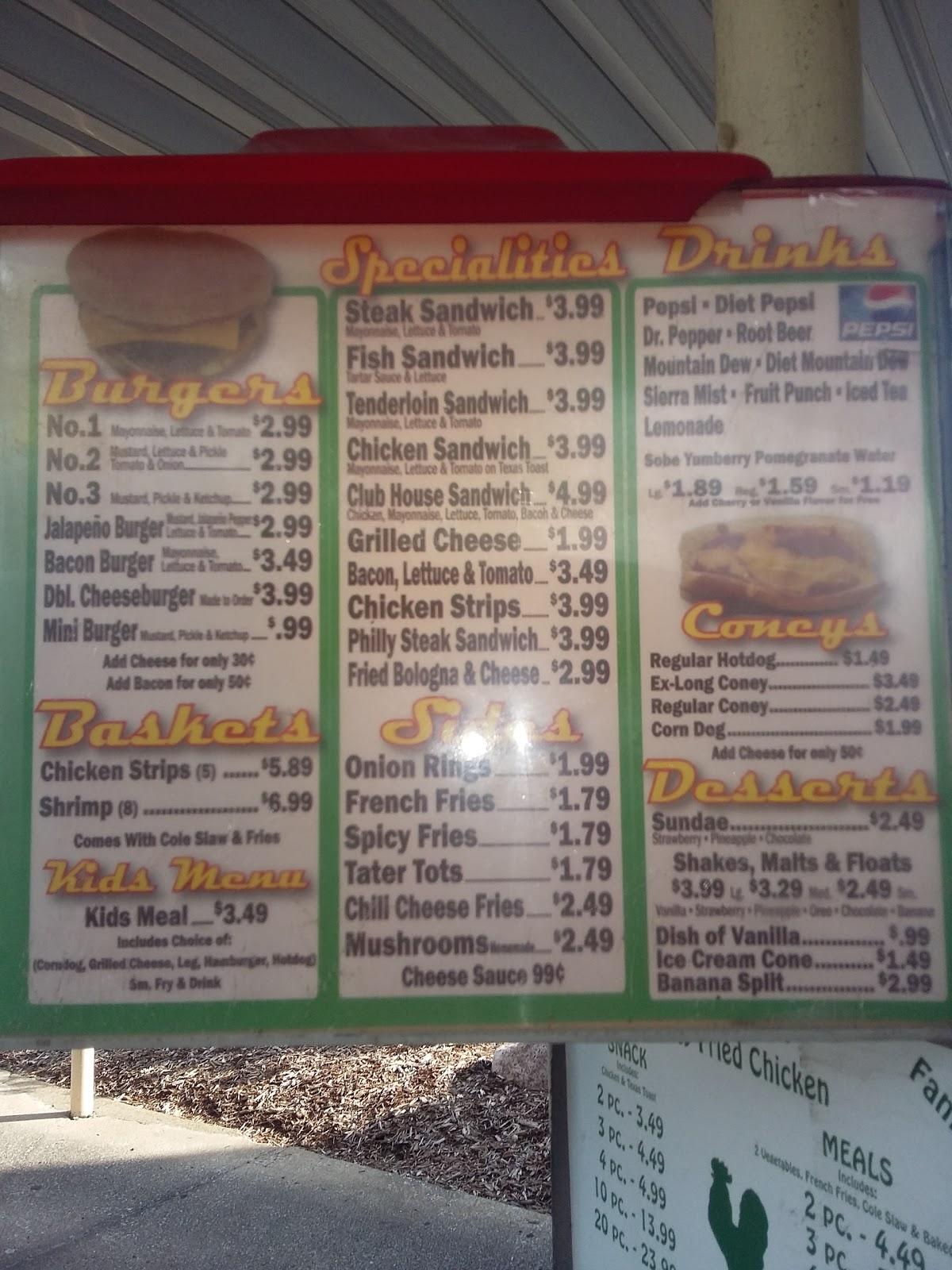 Menu at Mr D's restaurant, Henderson
