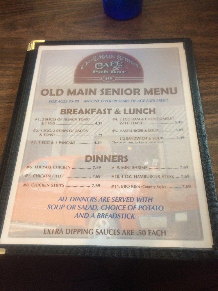 Menu at Old Main Street Cafe, Devils Lake