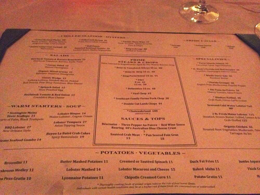 Menu at BR Prime steakhouse, Biloxi, 875 Beach Boulevard