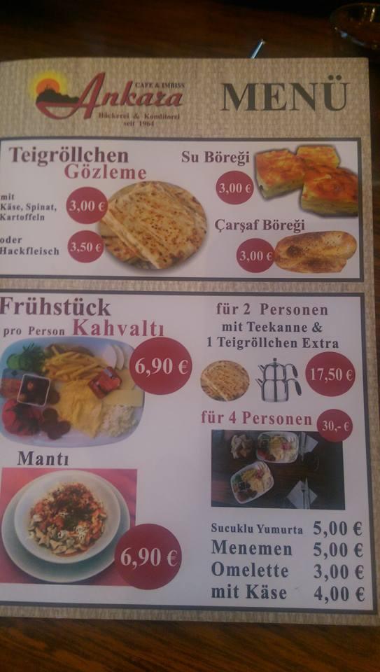 Speisekarte von Ankara Pastanesi cafe, Nürnberg