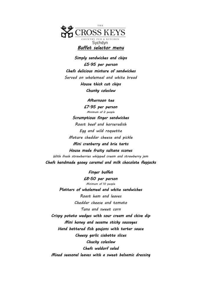 Menu at The Cross Keys Sychdyn Mold restaurant, Mold