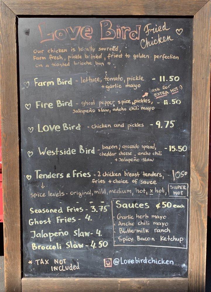 Menu at Love Bird, Santa Monica