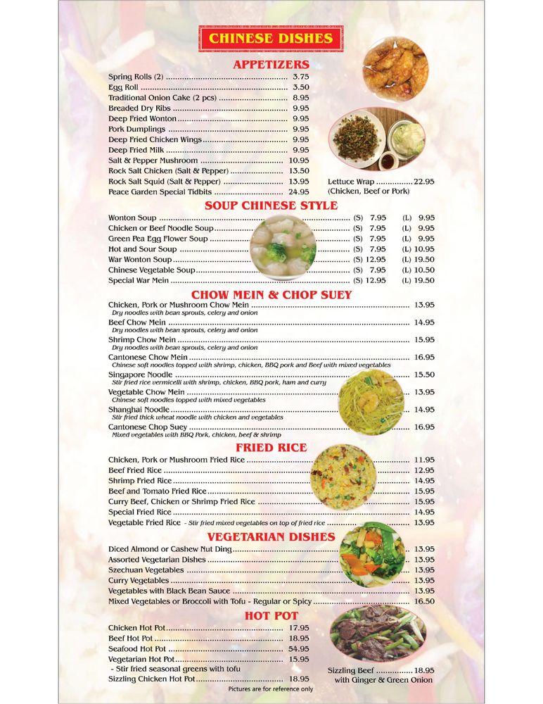 Menu at Peace Garden restaurant, Peace River